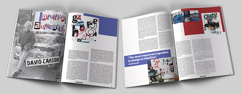 David Carson 4 Page & Online Layout – MKW Graphic Design